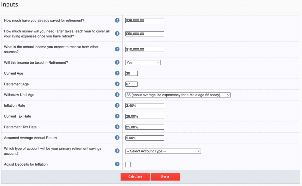 FINRA Retirement Calculator – ROB BERGER