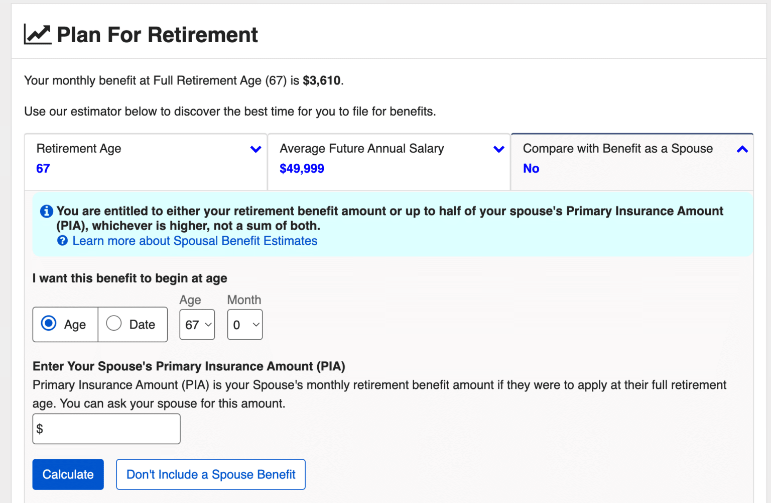 SSA Social Security Benefits Estimator – ROB BERGER