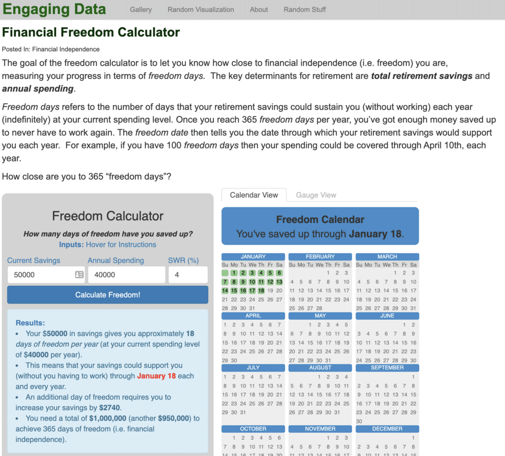 Engaging Data Financial Freedom Calculator – Rob Berger