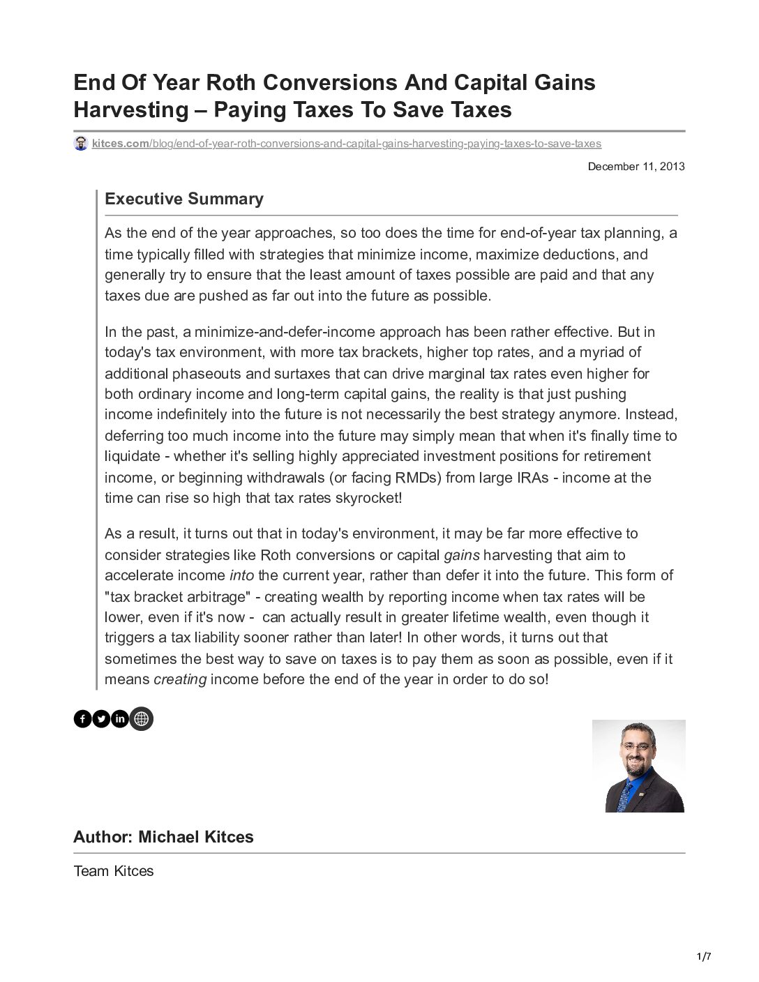 End Of Year Roth Conversions And Capital Gains Harvesting – Paying ... End Of Year Roth Conversions And Capital Gains Harvesting – Paying ...